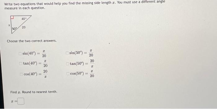 Solved Write two equations that would help you find the | Chegg.com