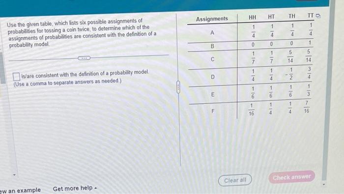 Solved Use the given table, which lists six possible | Chegg.com