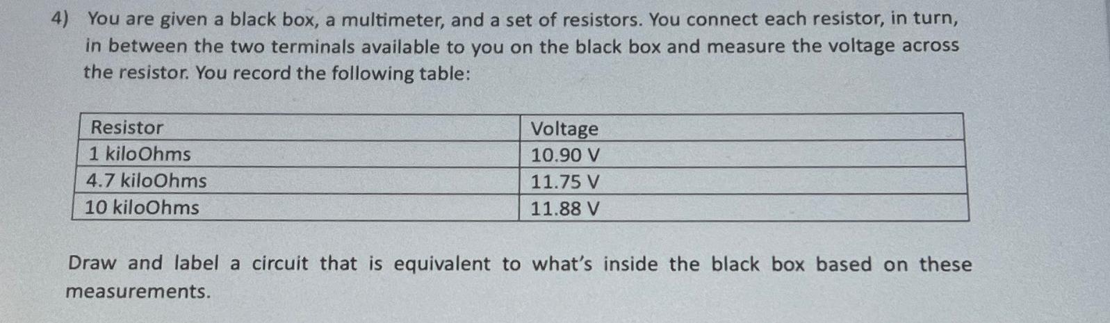 Solved You are given a black box, a multimeter, and a set of | Chegg.com