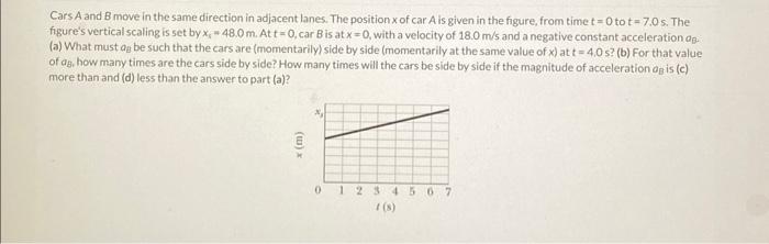 Solved Cars A and B move in the same direction in adjacent | Chegg.com