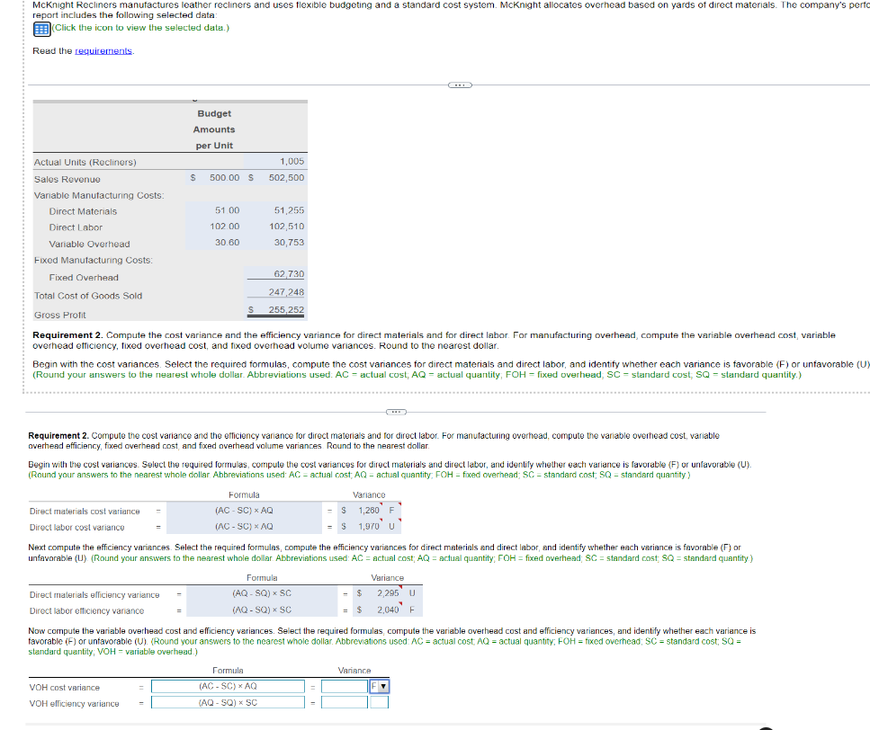 Solved Now compute the variable overhead cost and efficiency | Chegg.com