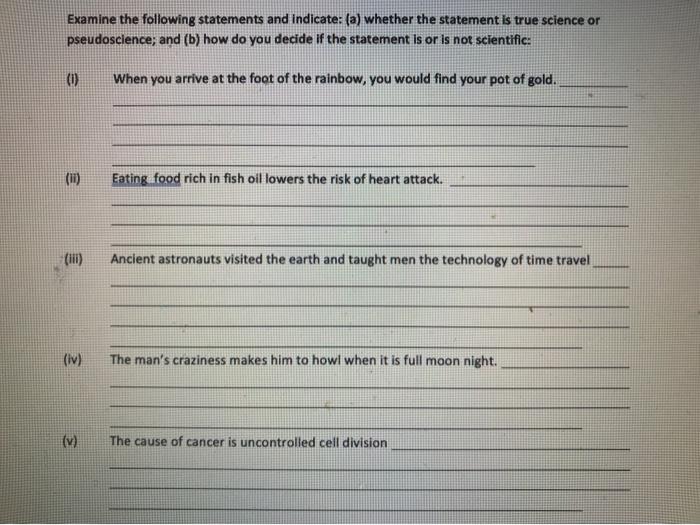 Solved Examine the following statements and indicate: (a) | Chegg.com