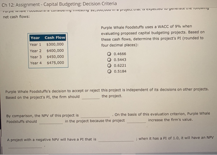 Solved Ch 12: Assignment - Capital Budgeting: Decision | Chegg.com