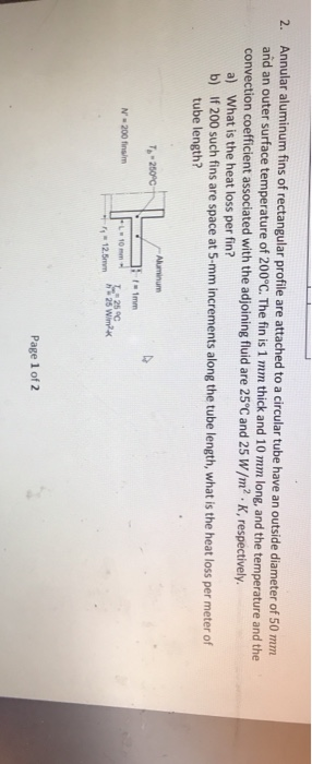 Solved Annular aluminum fins of rectangular profile are | Chegg.com