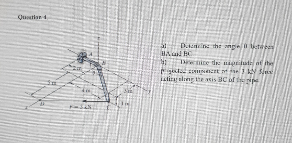 Solved Question 4.a) ﻿Determine the angle θ ﻿between BA ﻿and | Chegg.com