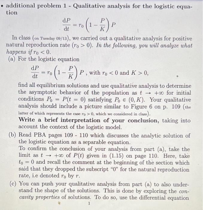 additional problem 1 - Qualitative analysis for the | Chegg.com