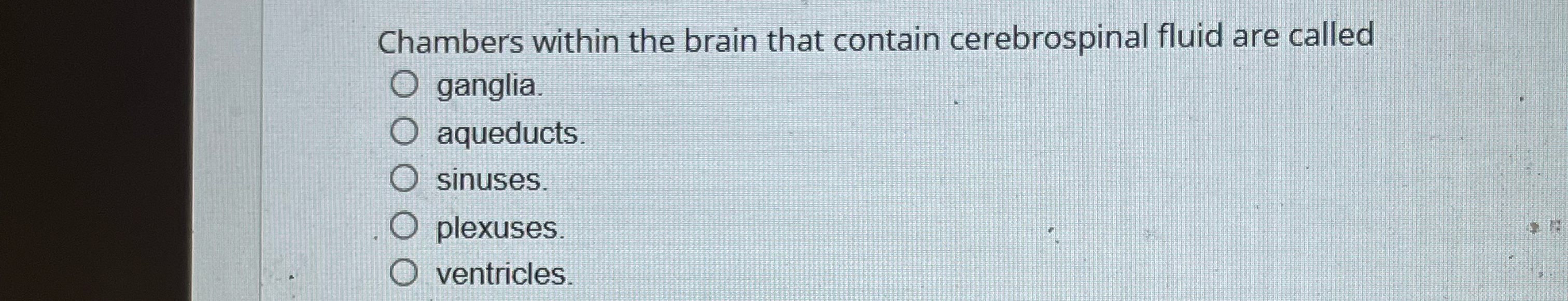 Solved Chambers within the brain that contain cerebrospinal | Chegg.com