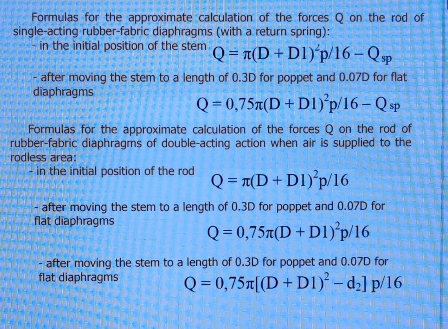Solved When calculating pneumatic cylinders (pneumatic | Chegg.com