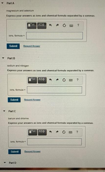 Solved Part A magnesium and selenium Express your answers as | Chegg.com