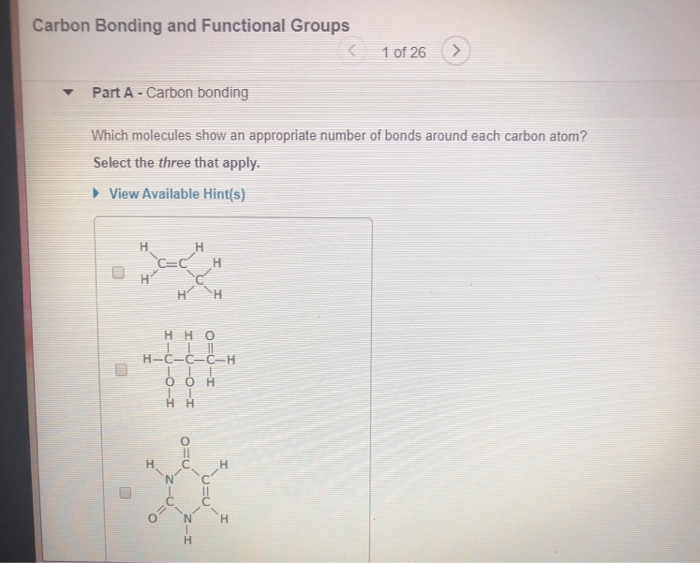 Solved Carbon Bonding and Functional Groups 1 of 26 Part A | Chegg.com