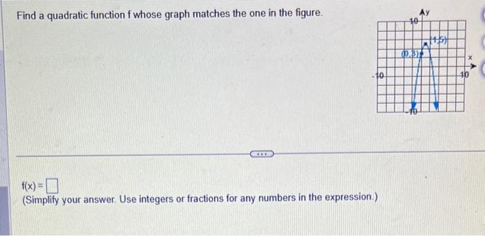 Solved Find A Quadratic Function F Whose Graph Matches The 2758