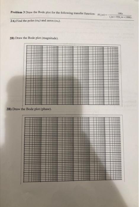 Solved 2A) Find the poles (ωp) and reros (ωz). 2B) Draw the | Chegg.com