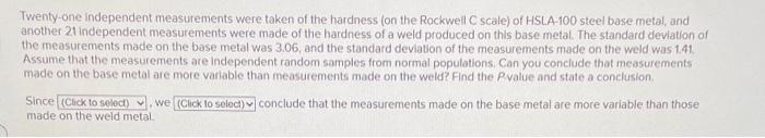 Solved Twenty-one independent measurements were taken of the | Chegg.com