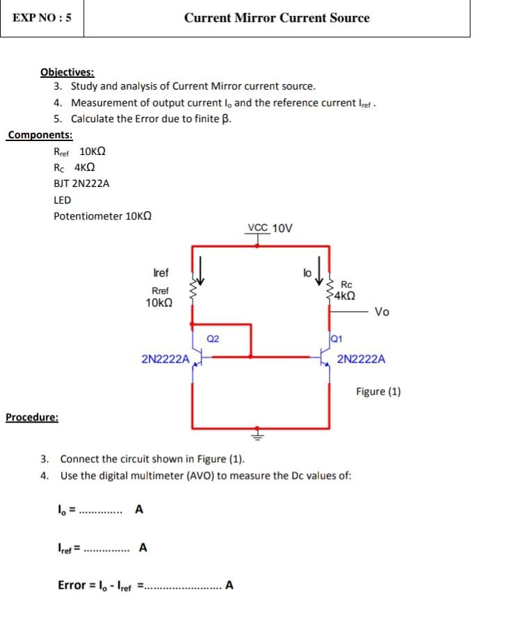 Solved Objectives: 3. Study and analysis of Current Mirror | Chegg.com