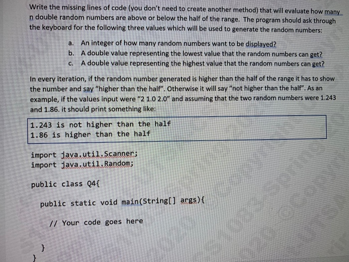 Solved Write the missing lines of code (you don't need to | Chegg.com