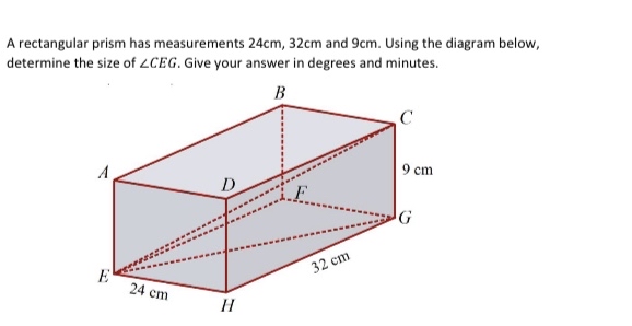 Solved A rectangular prism has measurements 24cm,32cm ﻿and | Chegg.com