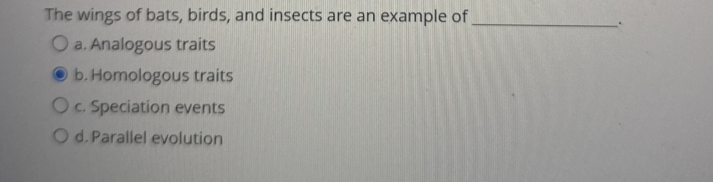 Solved The wings of bats, birds, and insects are an example | Chegg.com