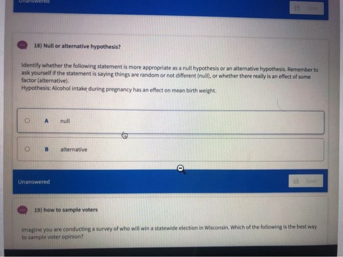 Solved Unanswered 16) Null or Alternative hypothesis? Grades | Chegg.com