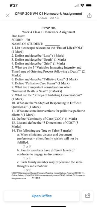 DOCX−20 KB CPNP 206 Week 4 Class 1 Homework | Chegg.com