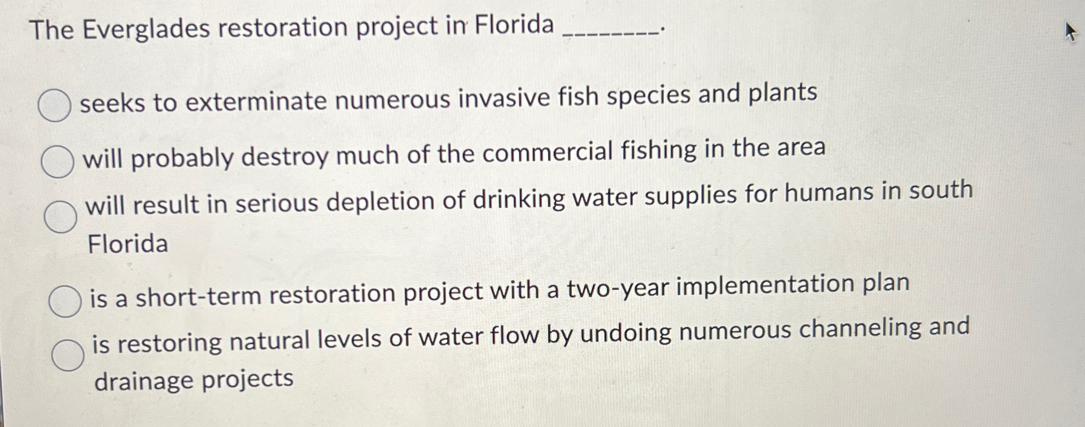 Solved The Everglades restoration project in Florida q, | Chegg.com