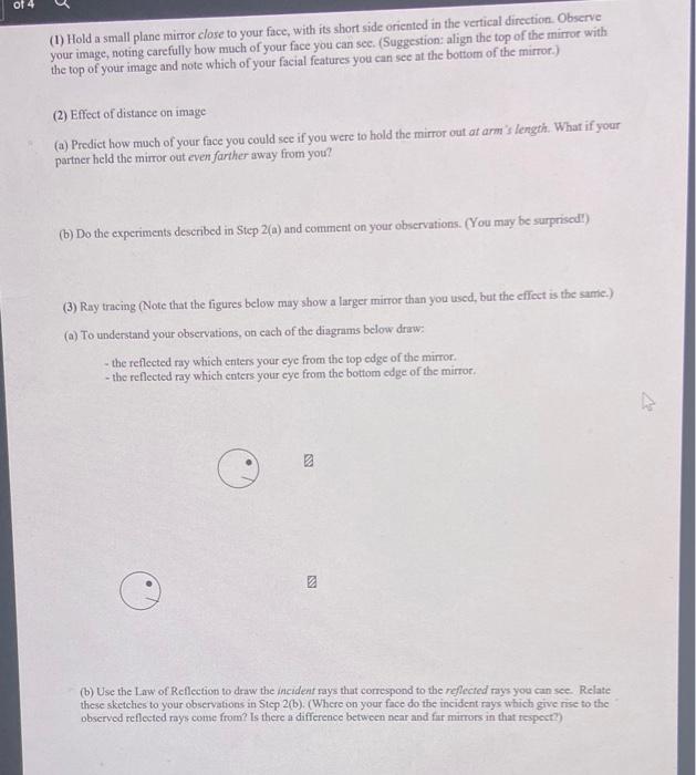 Solved Reflection Part A: Ray tracing for a plane mirror | Chegg.com