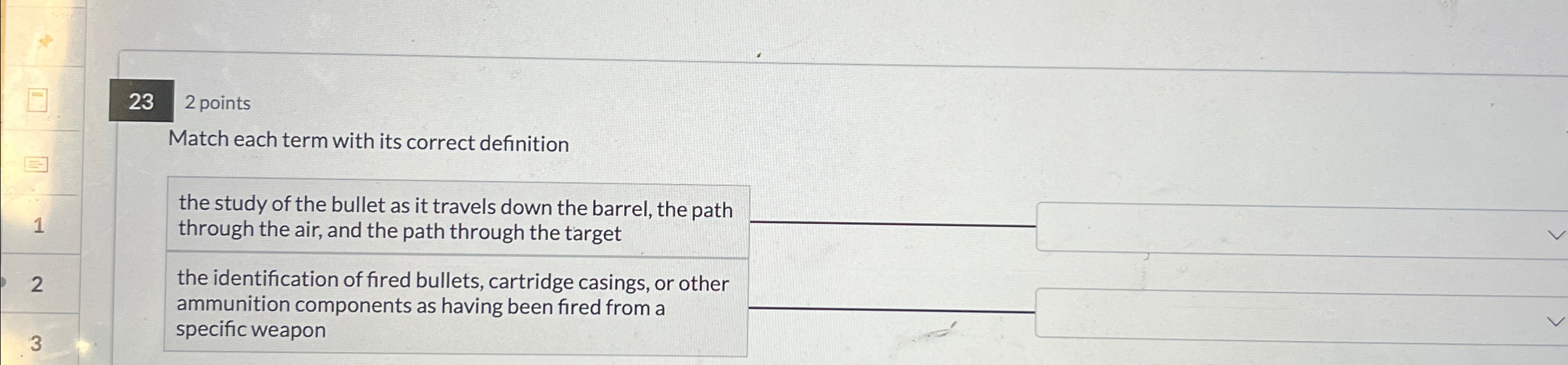 Solved 232 ﻿pointsMatch each term with its correct | Chegg.com