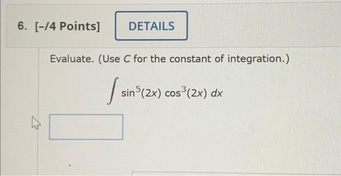Solved Evaluate. (Use C for the constant of integration.) | Chegg.com