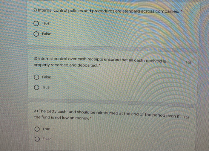 Solved 2) Internal control policies and procedures are | Chegg.com