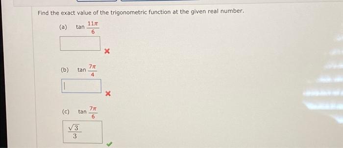 Solved Find the exact value of the trigonometric function at | Chegg.com