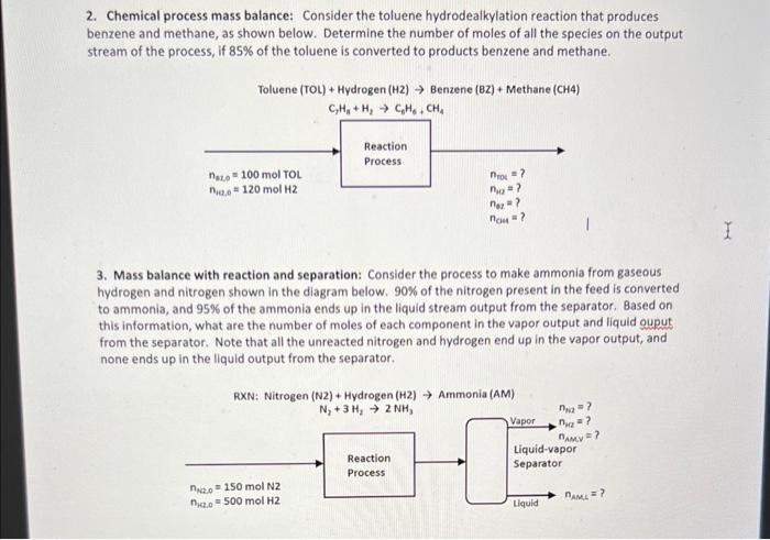 Solved 2. Chemical process mass balance: Consider the | Chegg.com