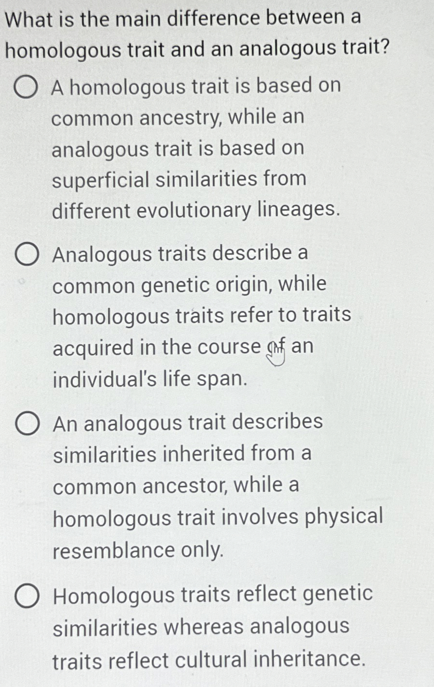 Solved What is the main difference between a homologous | Chegg.com