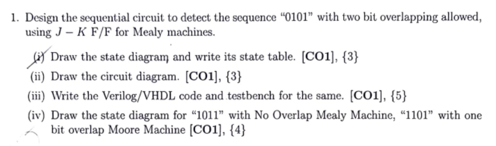 Design the sequential circuit to detect the sequence | Chegg.com