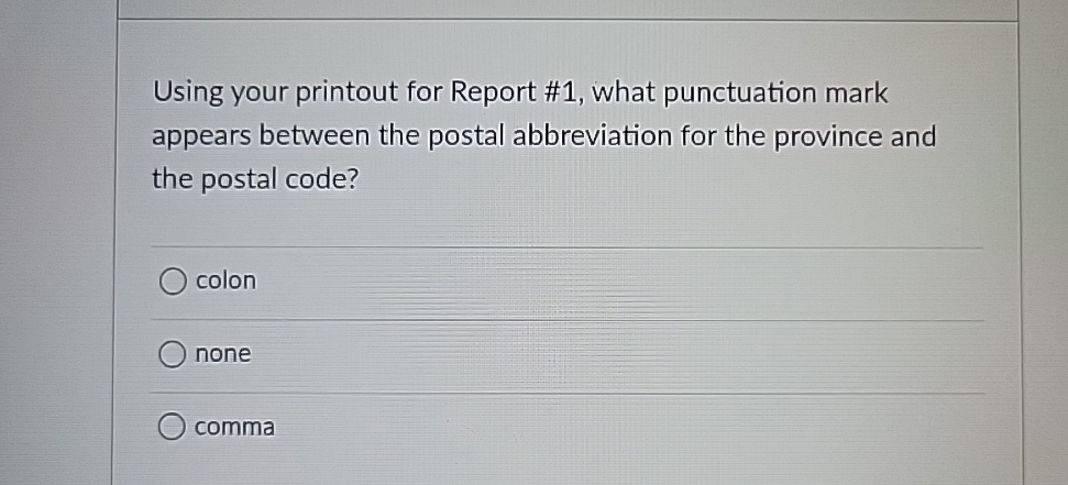 Solved Using your printout for Report #1, ﻿what punctuation | Chegg.com