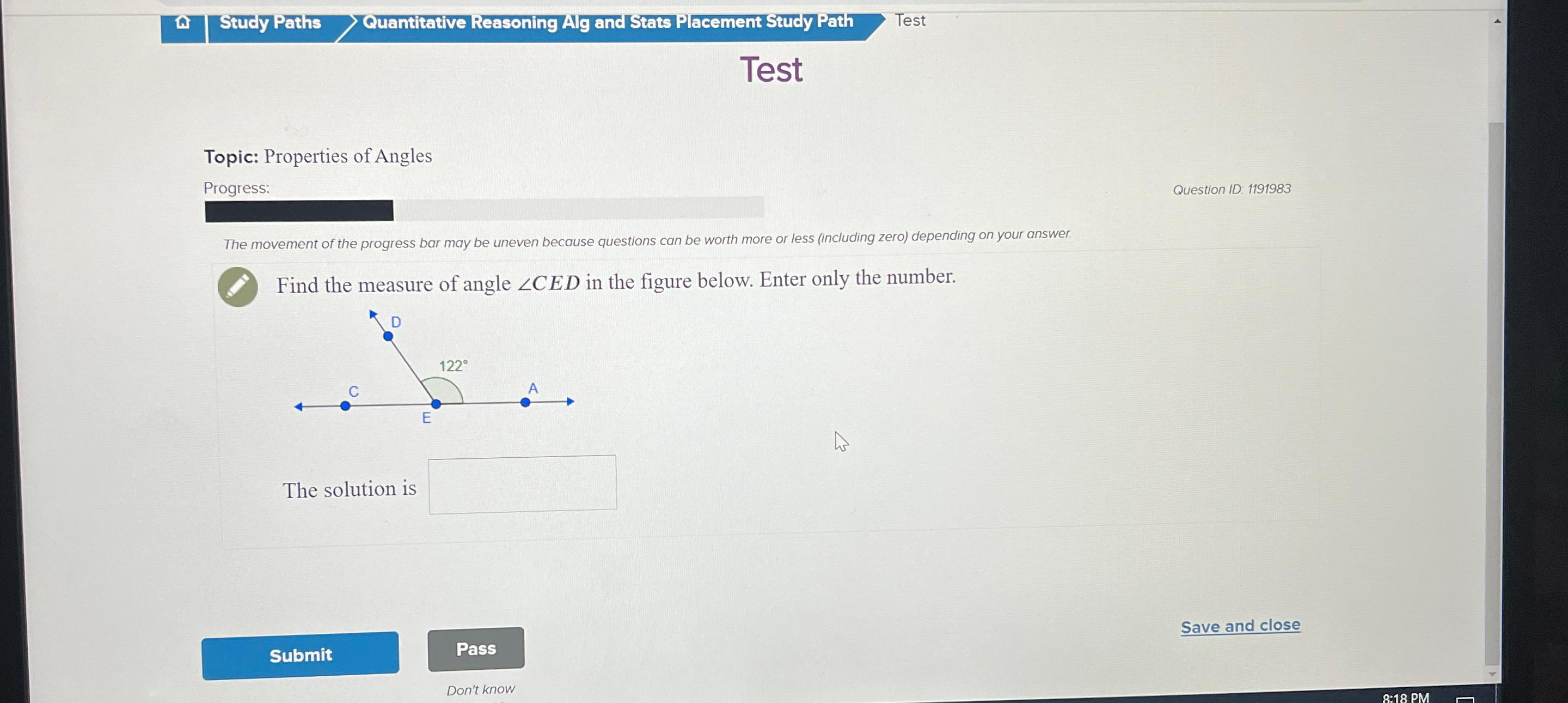 Solved A Study PathsQuantitative Reasoning Alg and Stats | Chegg.com