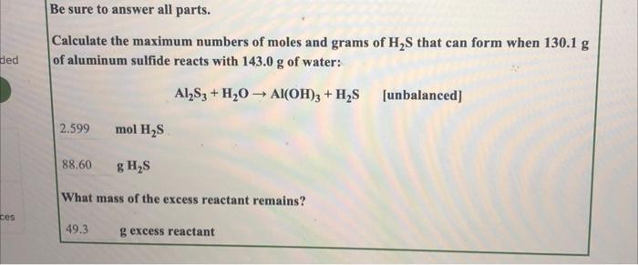Solved how to solve excess reactant remains? for this | Chegg.com