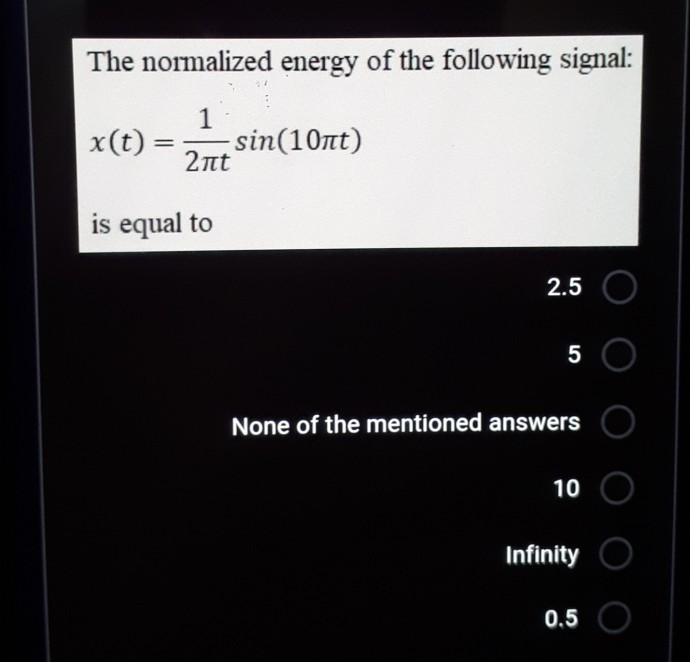 Solved The normalized energy of the following signal: x(t) = | Chegg.com