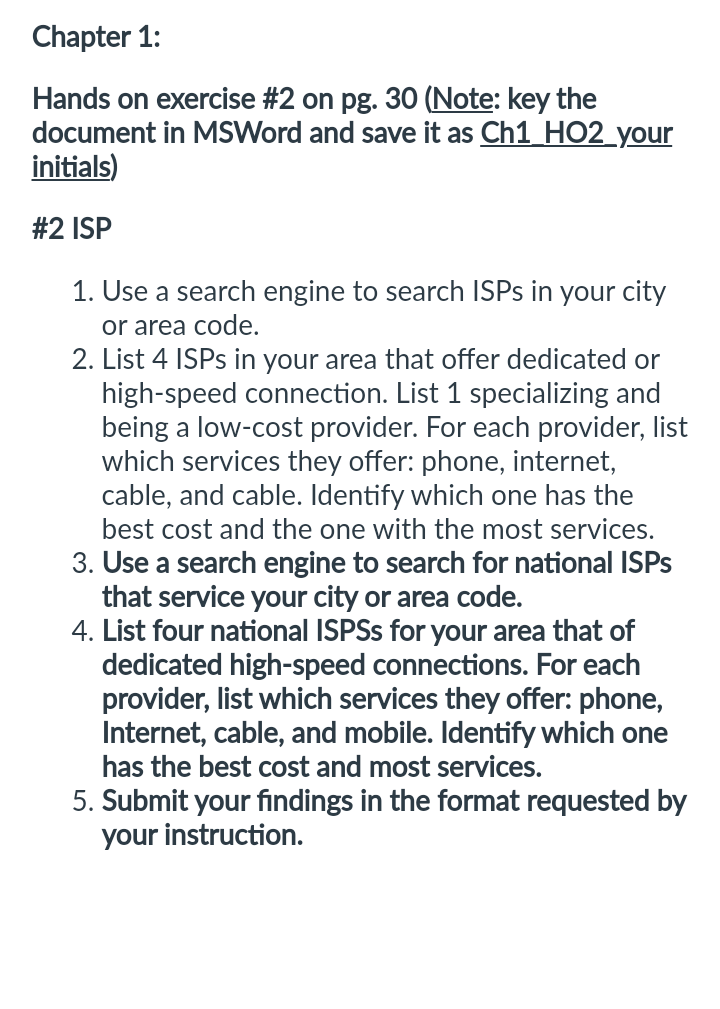 Solved Chapter 1: Hands on exercise \#2 on pg. 30 (Note: key | Chegg.com