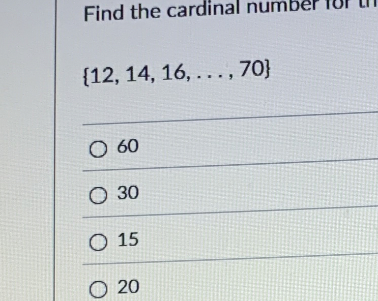 Solved Find the cardinal number tor | Chegg.com