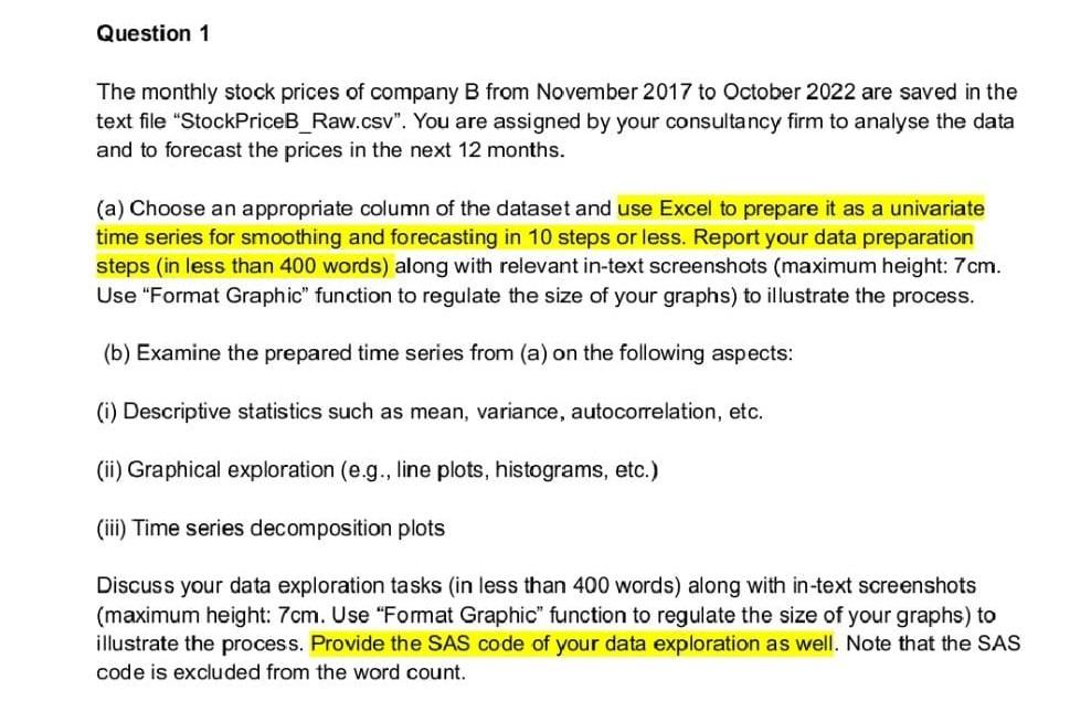 Solved After preparing and exploring the time series data of | Chegg.com