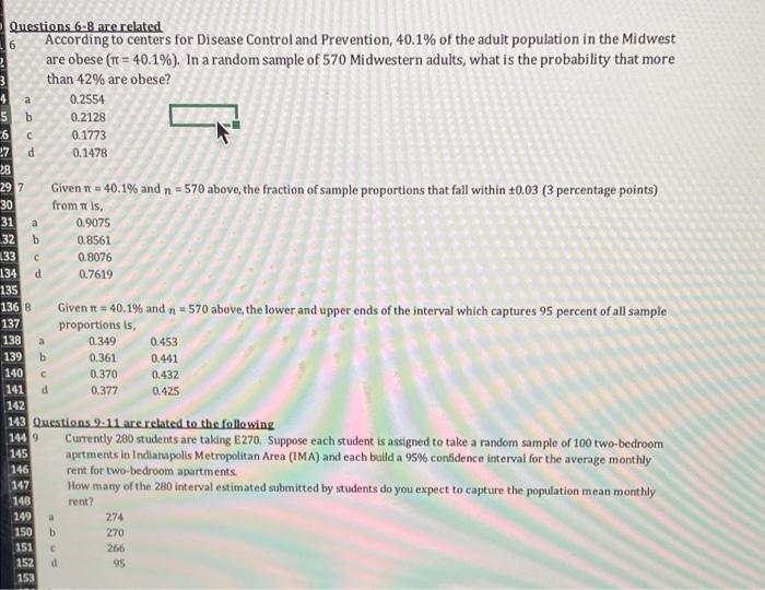 Solved 6 3 4 a b 6 с 27 d 28 297 30 31 a 32 b Questions 6-8 | Chegg.com