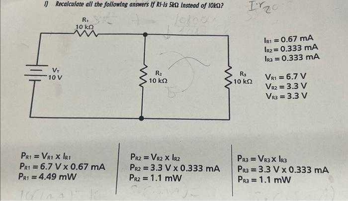 Solved 1) Recalculate all the following answers if RH is 5kQ | Chegg.com Solved 1) Recalculate all the following answers if RH is 5kQ | Chegg.com