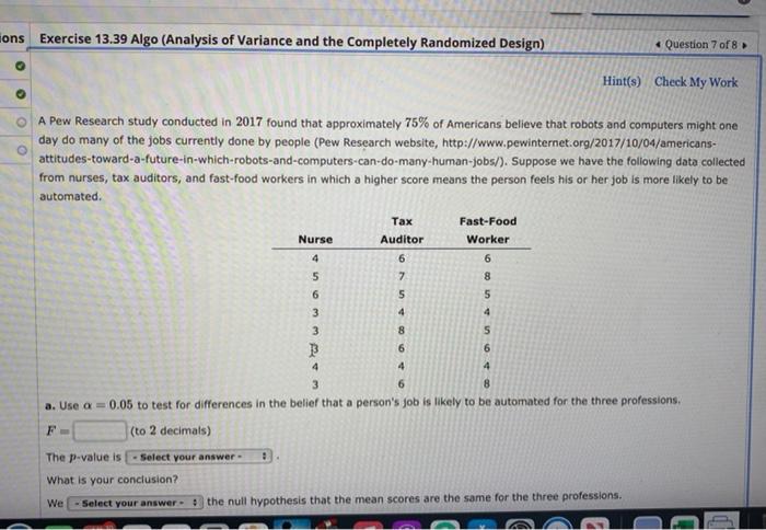 Solved Exercise 13.39 Algo (Analysis of Variance and the | Chegg.com Solved Exercise 13.39 Algo (Analysis of Variance and the | Chegg.com