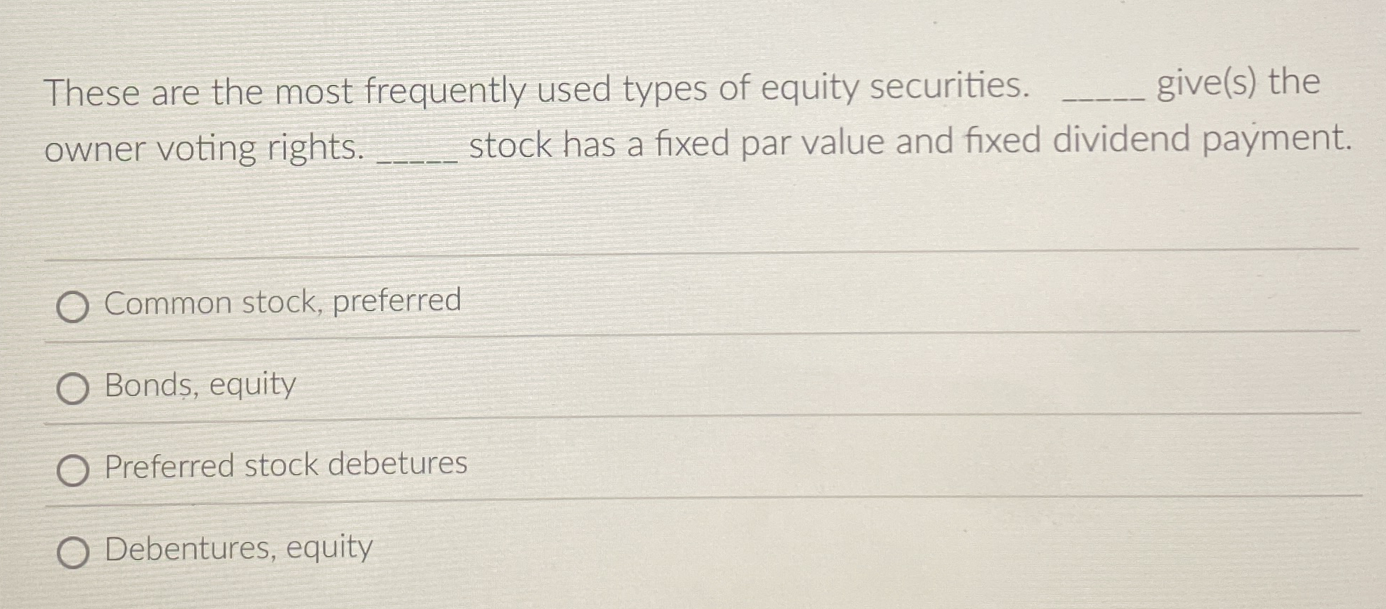 These are the most frequently used types of equity | Chegg.com
