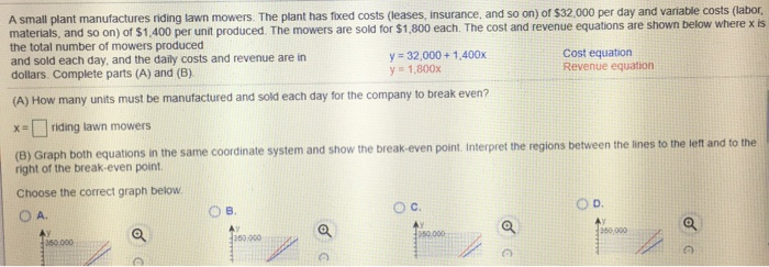 Solved A small plant manufactures riding lawn mowers. The | Chegg.com