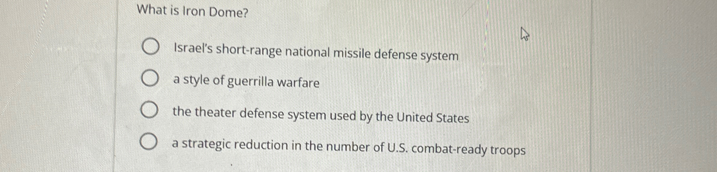 Solved Israel's short-range national missile defense systema | Chegg.com