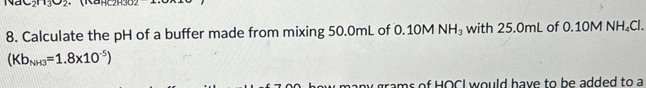Solved by an EXPERT Calculate the pH of a buffer made from mixing 50.0 | Chegg.com