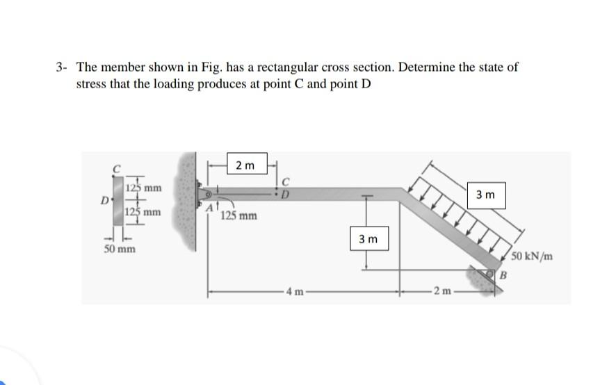 Solved 3- The member shown in Fig. has a rectangular cross | Chegg.com