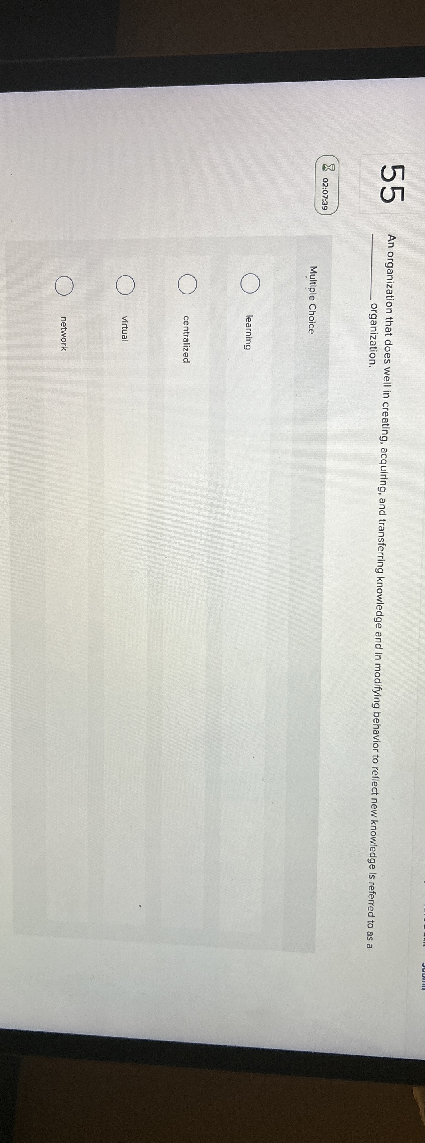 Solved 55An organization that does well in creating, | Chegg.com