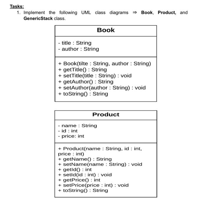 Solved Tasks: 1. Implement the following UML class diagrams | Chegg.com