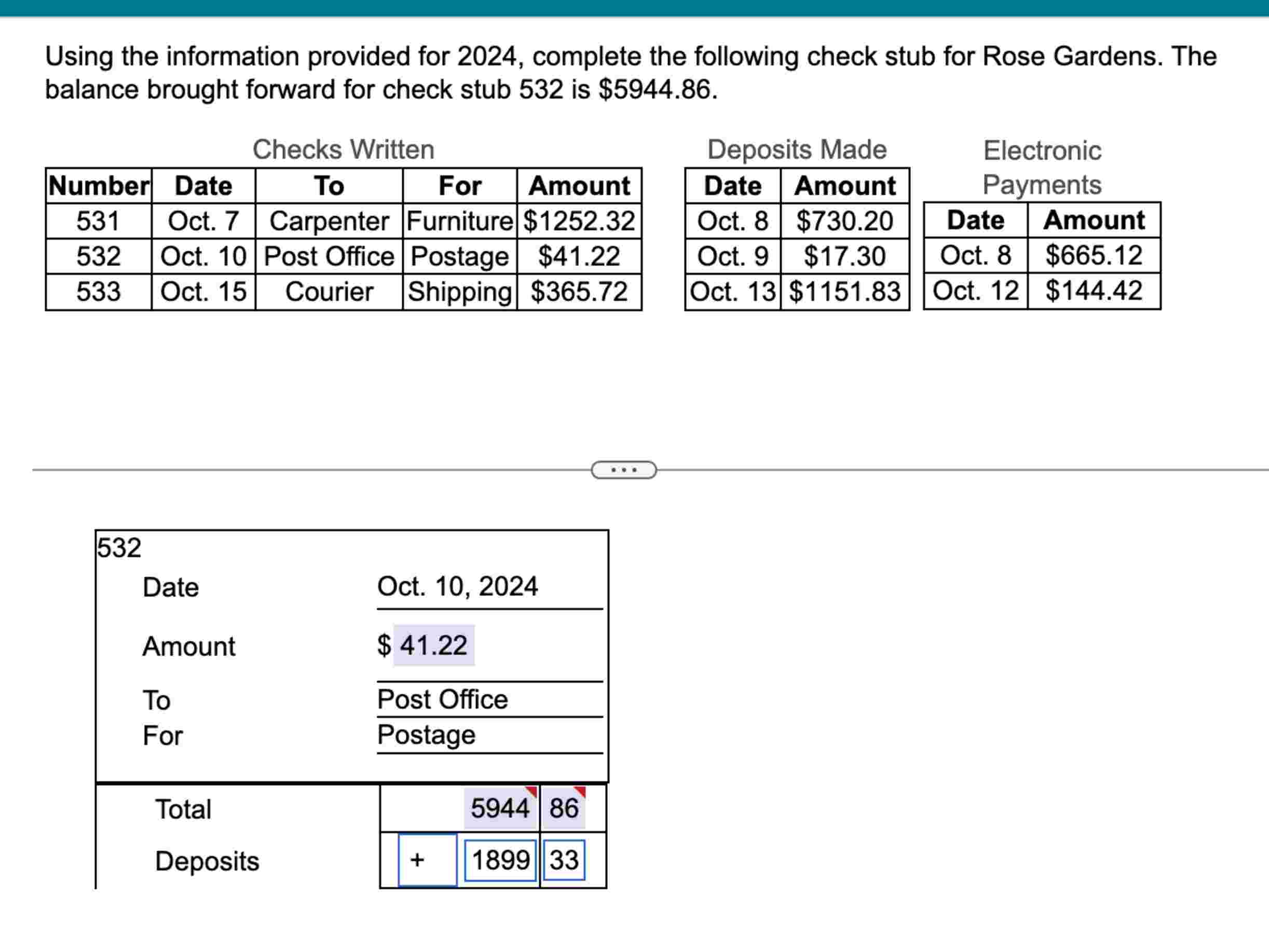 Solved Using the information provided for 2024, ﻿complete | Chegg.com